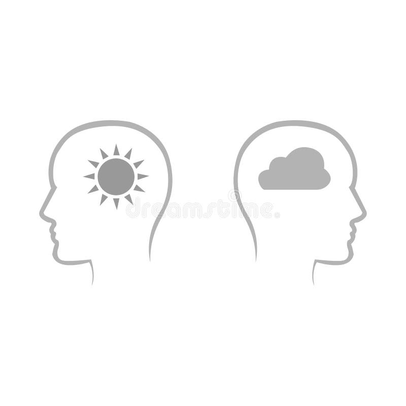 Head Icon in the Middle with the Sun, Concept Ideas on a White ...