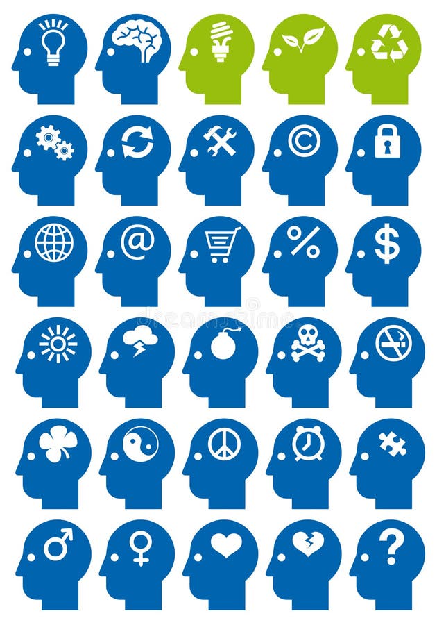 Head icon set, vector stock illustration. Illustration of green - 23345307