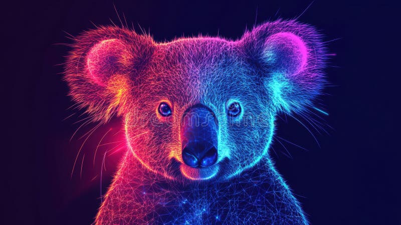 Head Image Vision High-tech Glow Koala Avatar Vector-style of Vibrant ...