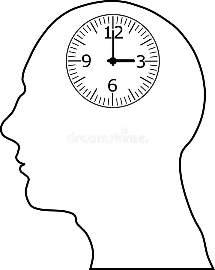Head with an Internal Clock Stock Vector - Illustration of head, time ...