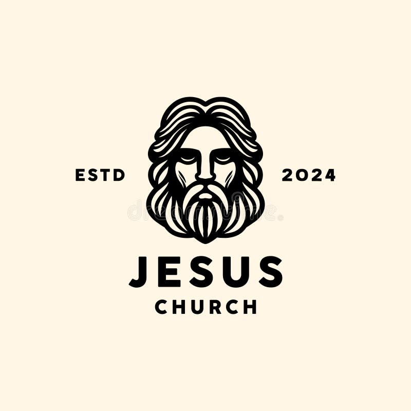 Head Jesus Christ Monoline Vector Logo Design Illustration Stock Vector ...