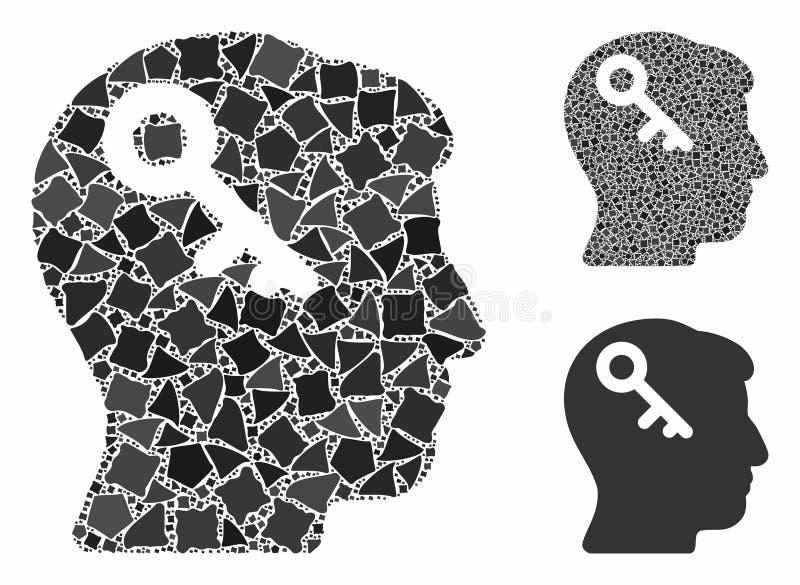 Head Key Mosaic Icon of Rugged Elements Stock Illustration ...