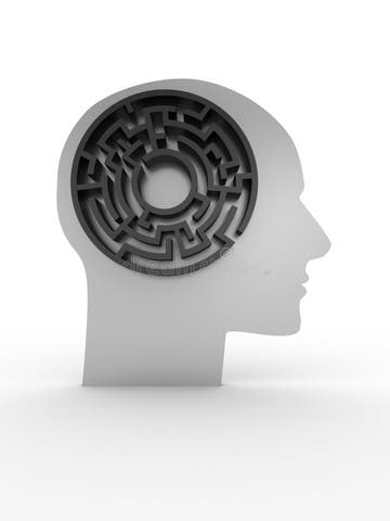 Head with Labyrinth. 3D Image Stock Illustration - Illustration of ...