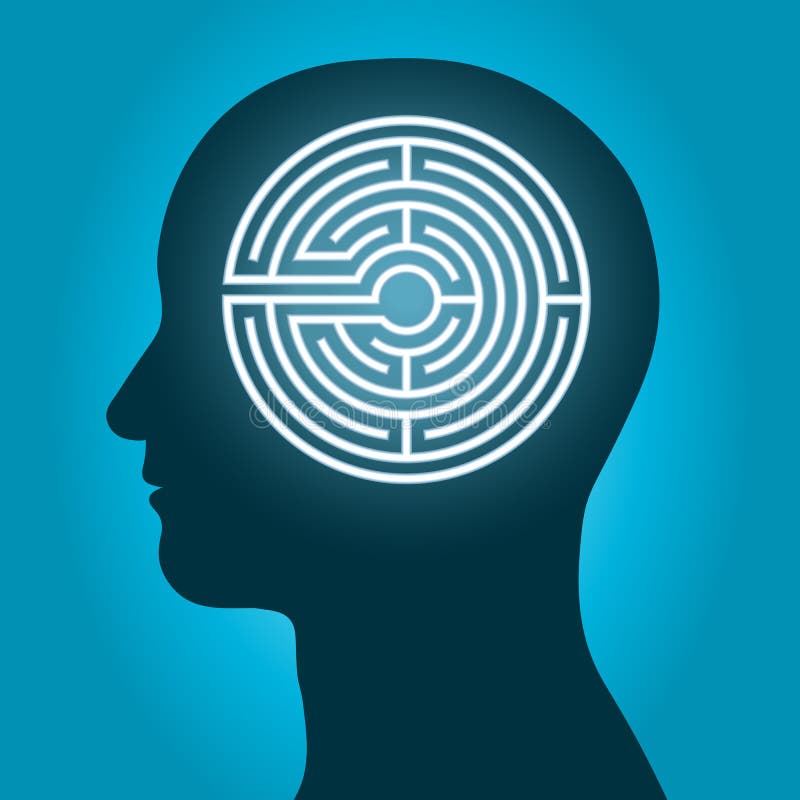 Head with a Labyrinth Man Profile Stock Vector - Illustration of ...