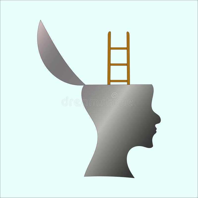 Head Ladder Illustration. Open Mind Concept. Brown Steps Detail. Vector ...
