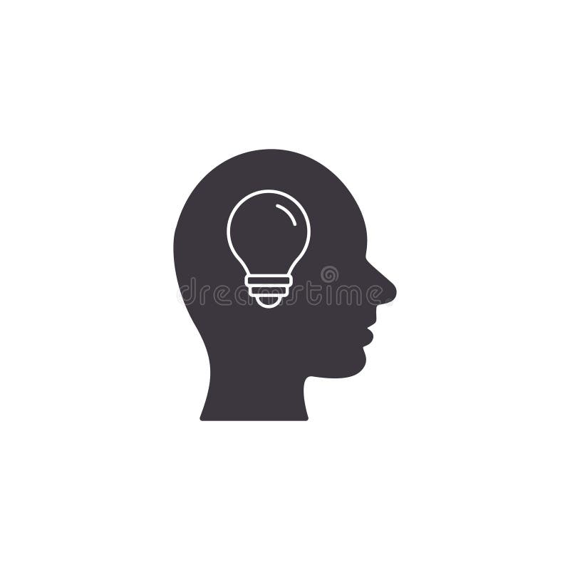 Head with Lamp Bulb Icon. Human Head Idea Symbol Stock Illustration ...