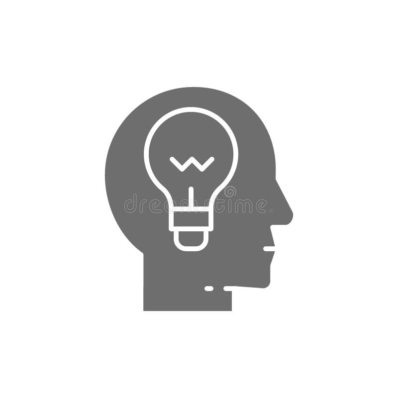 Head with Lamp, Idea Generation, Think, Thought Grey Icon. Stock Vector ... Head with Lamp, Idea Generation, Think, Thought Grey Icon. Stock Vector ...