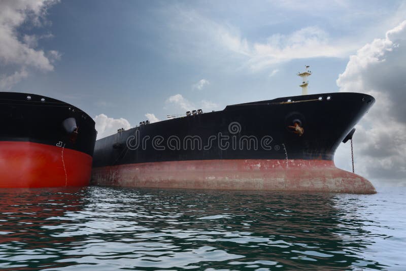 Head of a Large Cargo Ship in the Middle of the Sea Stock Image - Image ...