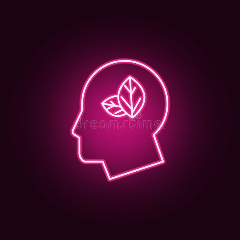 Head Leaves, Green Mind Neon Icon. Elements of Ecology Set Stock ...