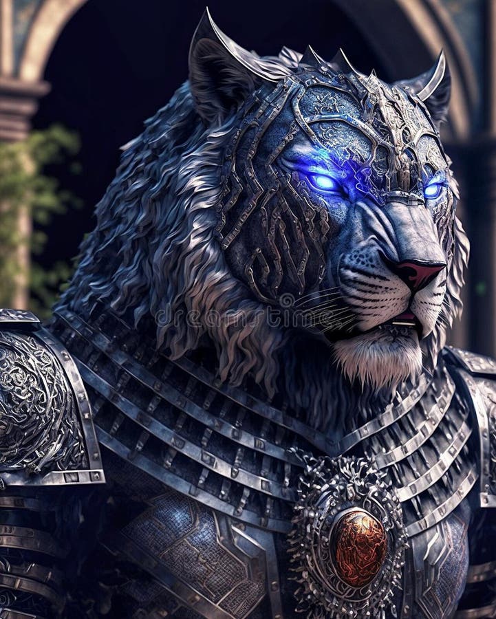 A Head with Leon and Gold Armor Stock Illustration - Illustration of ...