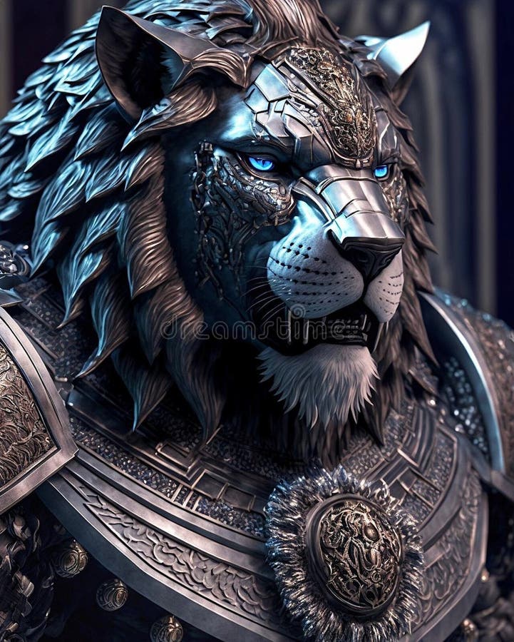 A Head with Leon and Gold Armor Stock Illustration - Illustration of ...