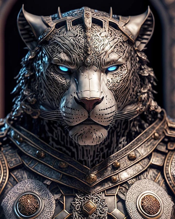 A Head with Leon and Gold Armor Stock Illustration - Illustration of ...