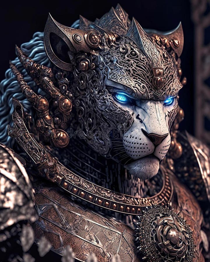 A Head with Leon and Gold Armor Stock Illustration - Illustration of ...