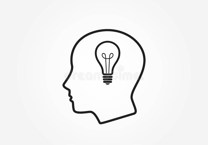 Head with Light Bulb Icon. Idea Symbol. Infographic Design Element ...