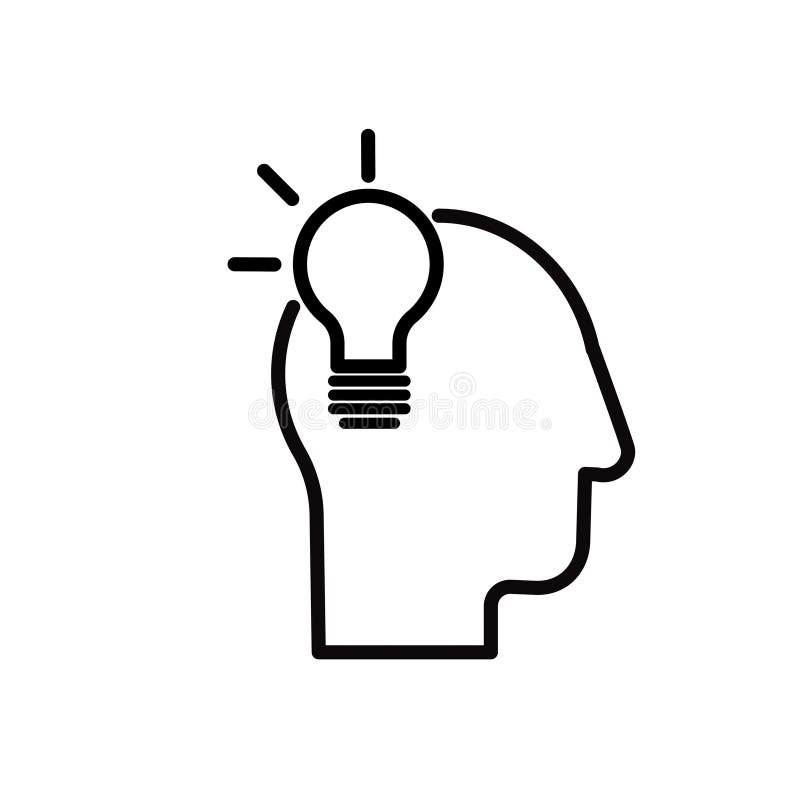 Head with Light Bulb, Idea, Innovation - Icon Stock Vector ...