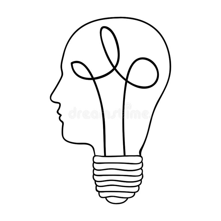 Head and Lightbulb Abstract Wisdom Icon Image Stock Vector ...