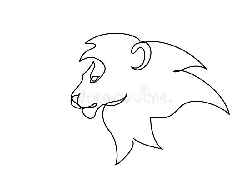 Lion with Mane Standing. Continuous One Line Drawing Stock Vector ...