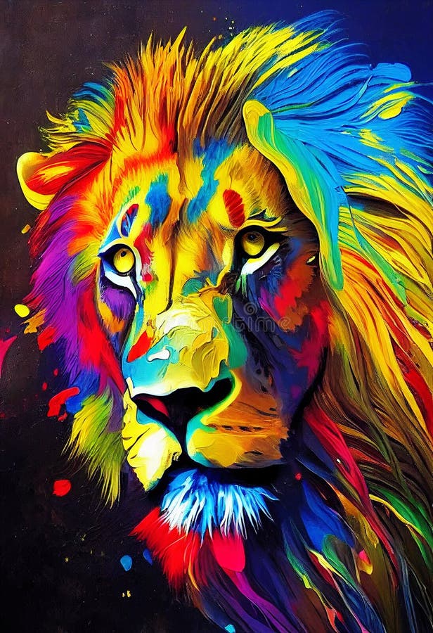 Multi Colored Lion Head Stock Illustrations – 632 Multi Colored Lion ...