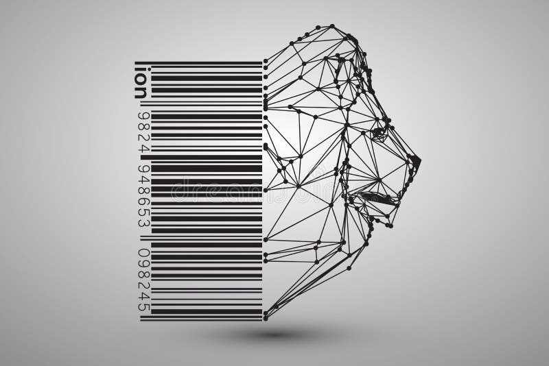 Head of Lion from Triangles, Lines and Dots with Barcode Stock Vector ...