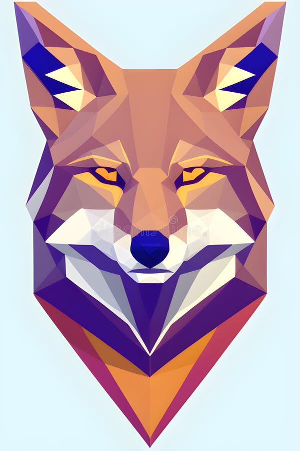 Head Logo in a Simple Vector Style with Low Poly Color Shading Stock ...