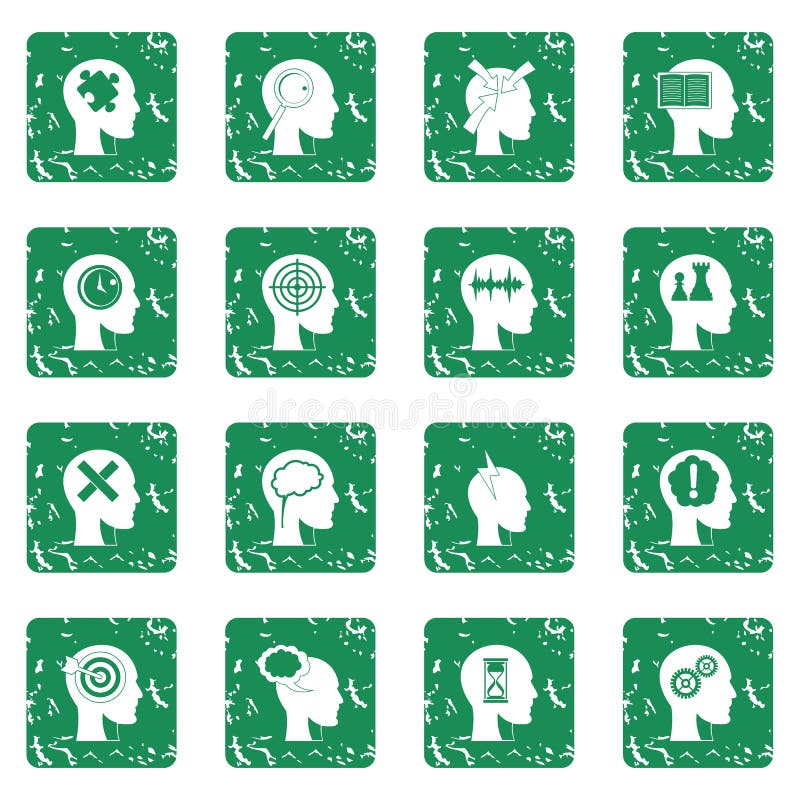 Head Logos Icons Set Grunge Stock Vector - Illustration of idea ...