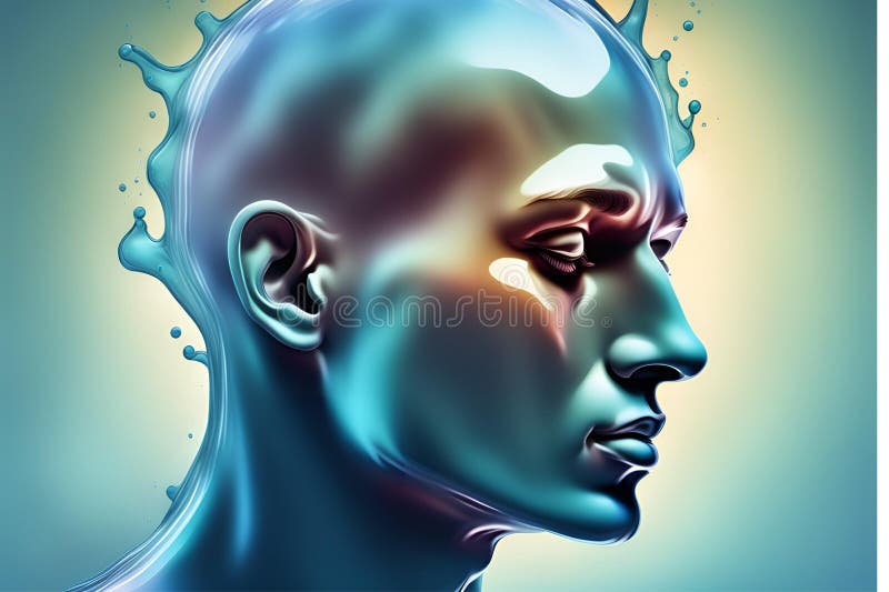 Head Made of Transparent Liquid Splashes Stock Illustration ...