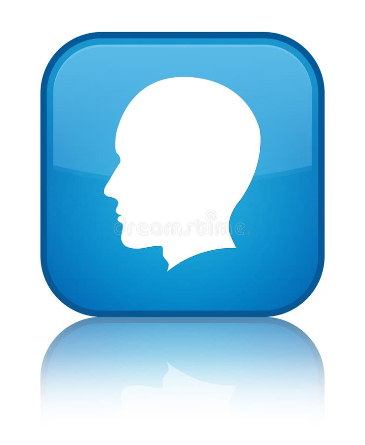 Head Male Face Icon Special Cyan Blue Square Button Stock Illustration ...