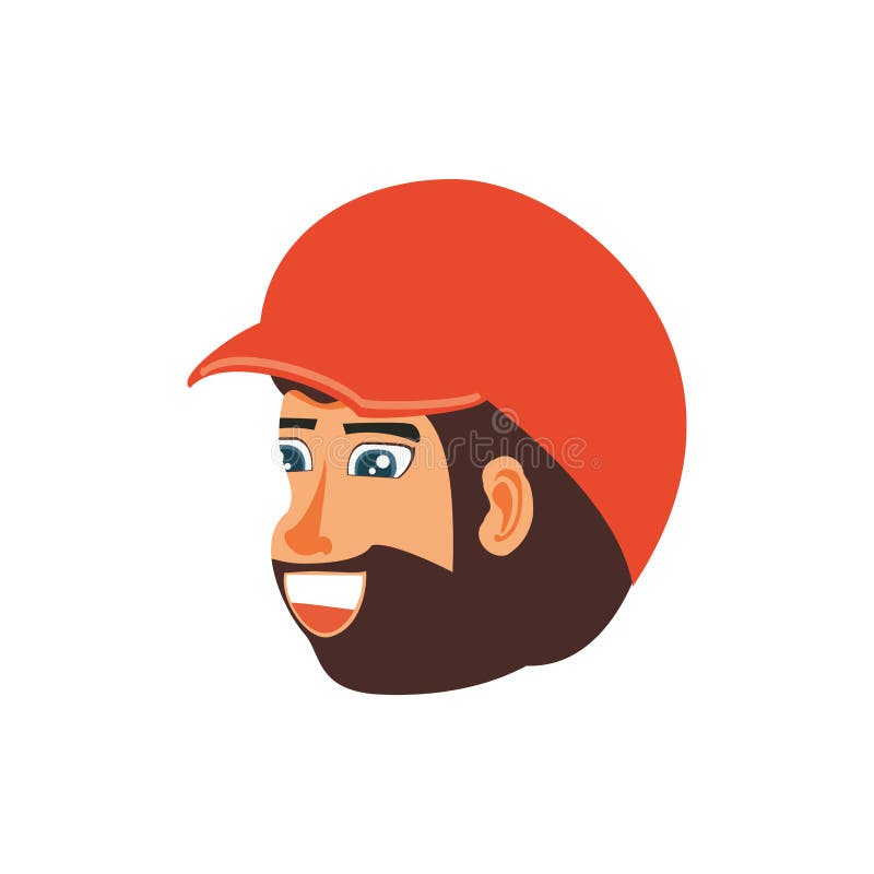 Head of Man with Beard and Cap Stock Vector - Illustration of friendly ...