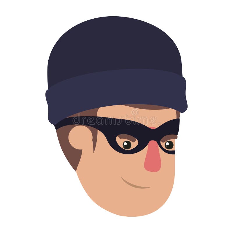 Head of Man with Mask of Thief Avatar Character Stock Vector ...