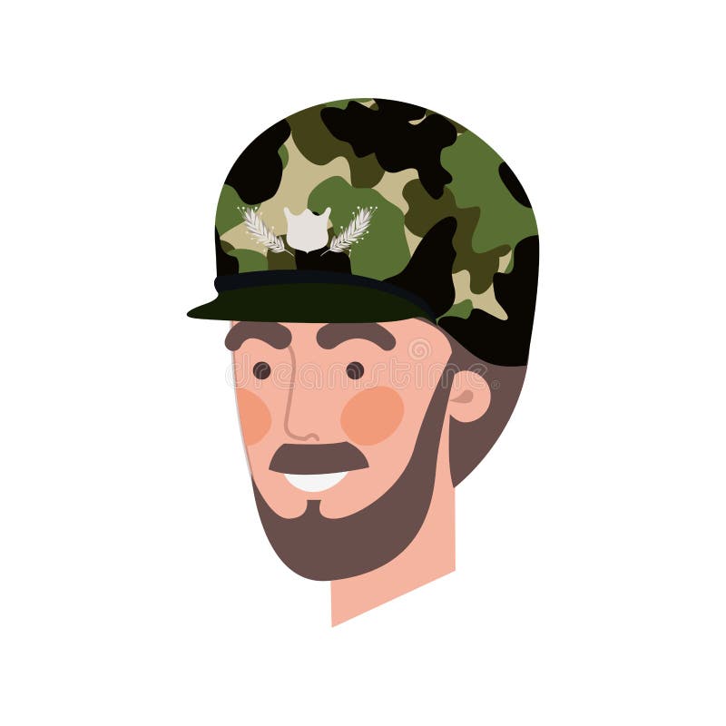 Head of Man Soldier of War Avatar Character Stock Vector - Illustration ...