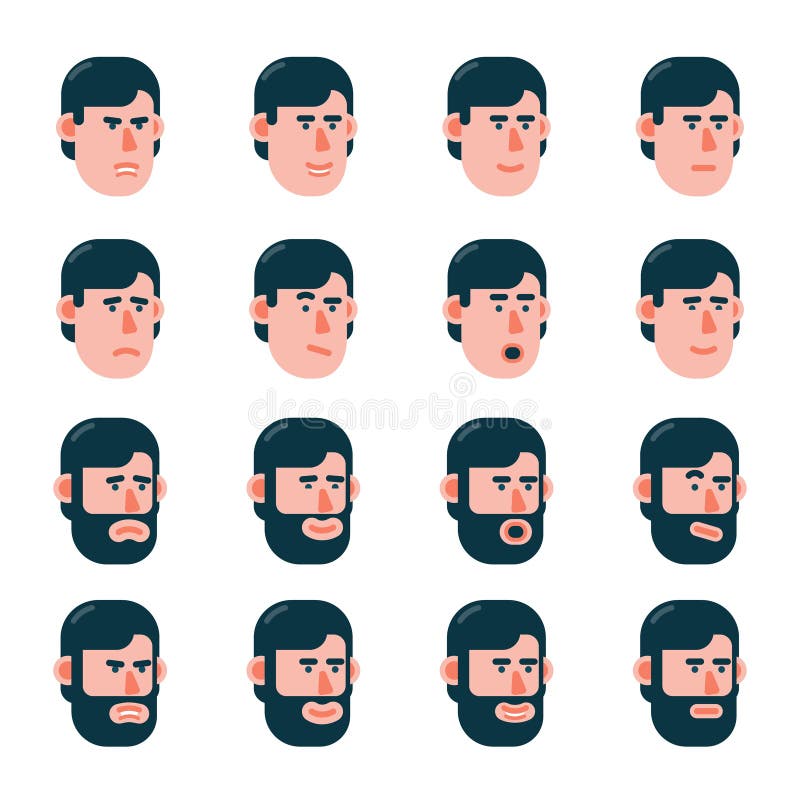 The Head of a Man with Various Emotions Stock Vector - Illustration of ...