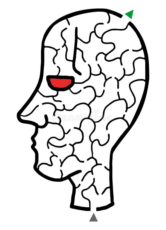 Head with Maze, Mind Puzzle Stock Vector - Illustration of idea, path ...
