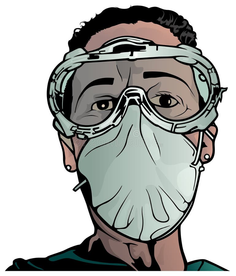 Head of Medical Worker with Protective Goggles and Face Mask Stock ...