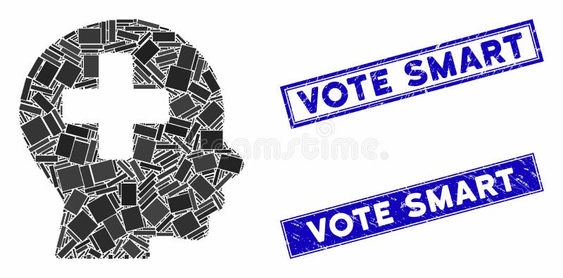 Head Medicine Mosaic and Grunge Rectangle Vote Smart Seals Stock Vector ...
