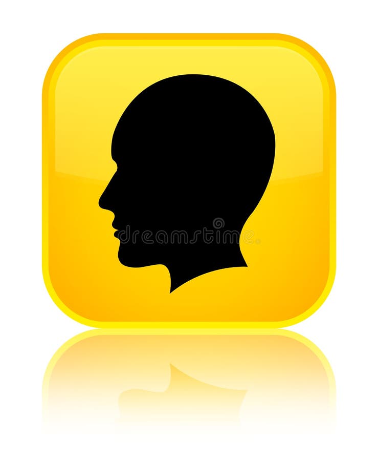 Head Men Face Icon Special Yellow Square Button Stock Illustration ...