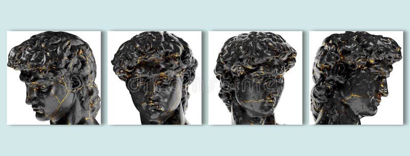 Head of Michelangelo S David Renaissance 3D Digital Bust in Black ...