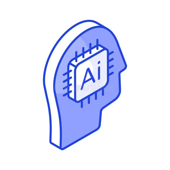 Head with Microprocessor Chip, Concept Icon of Brain Chip, Ai Brain ...