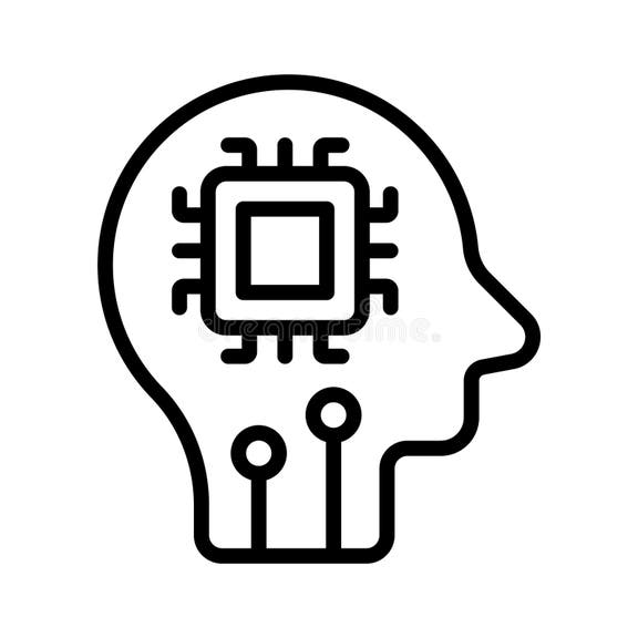 Head with Microprocessor Chip, Concept Icon of Brain Chip, Ai Brain ...