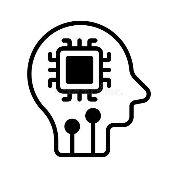 Head with Microprocessor Chip, Concept Icon of Brain Chip, Ai Brain ...