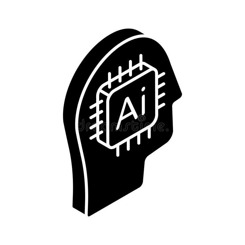 Head with Microprocessor Chip, Concept Icon of Brain Chip, Ai Brain ...