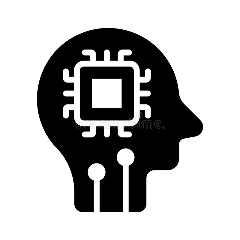 Head with Microprocessor Chip, Concept Icon of Brain Chip, Ai Brain ...