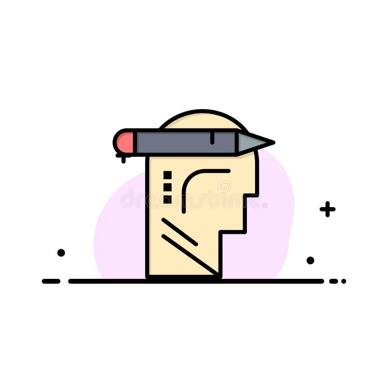 Head, Mind, Thinking, Write Business Logo Template. Flat Color Stock ...