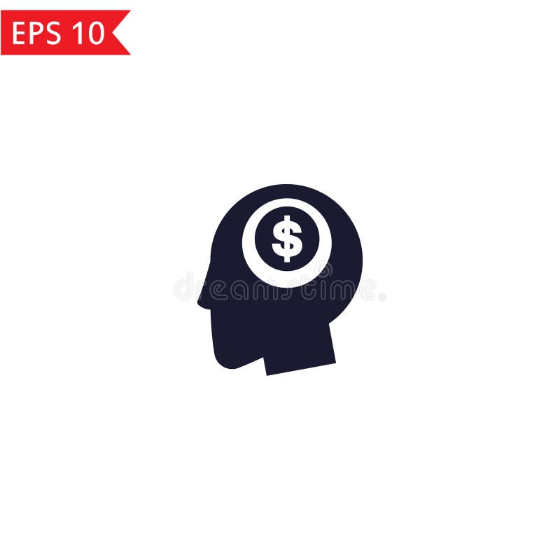 Head with Money Icon Vector Stock Vector - Illustration of growing ...