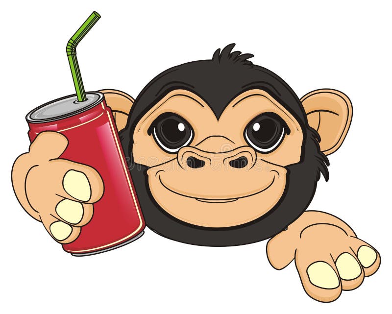 Monkey Drink a Cup of Coffee. Watercolor Illustration. Stock ...