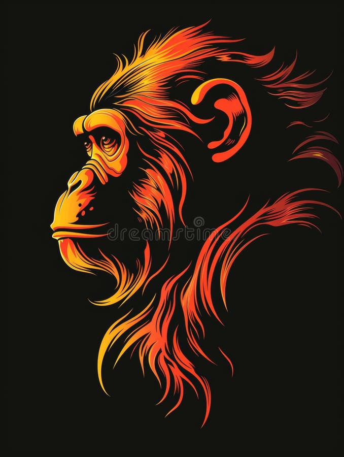 The Head of a Monkey with Flames on it& X27;s Face, a Magical Creature ...