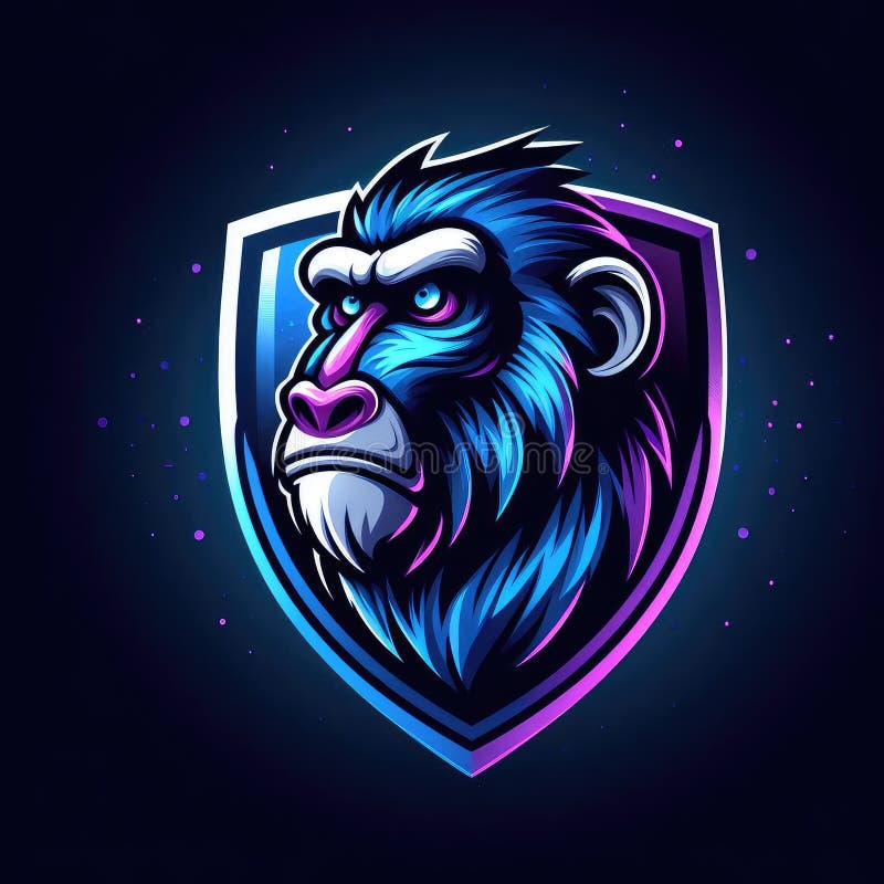 Head Monkey on Shield Logo 3d Design Stock Illustration - Illustration ...
