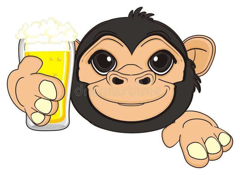Head of Monkey with Yellow Drink Stock Illustration - Illustration of ...