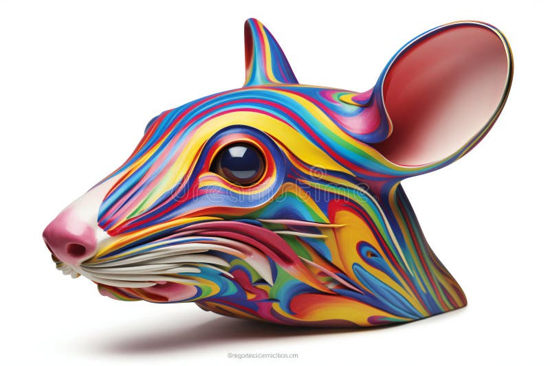 Head of a Mouse with a Magazine in the Form of a Rainbow Stock ...