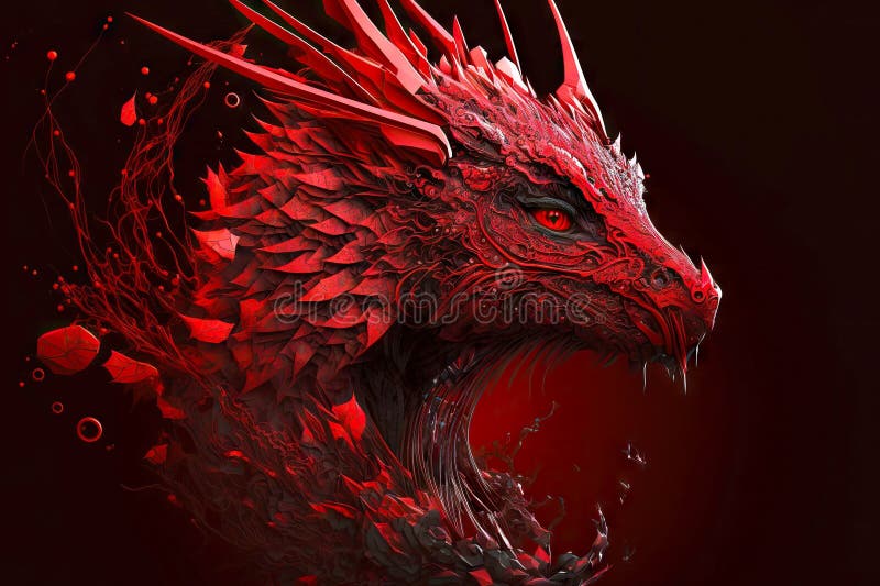 Head from Mystical Red Dragons with Wide Open Mouth Stock Illustration ...