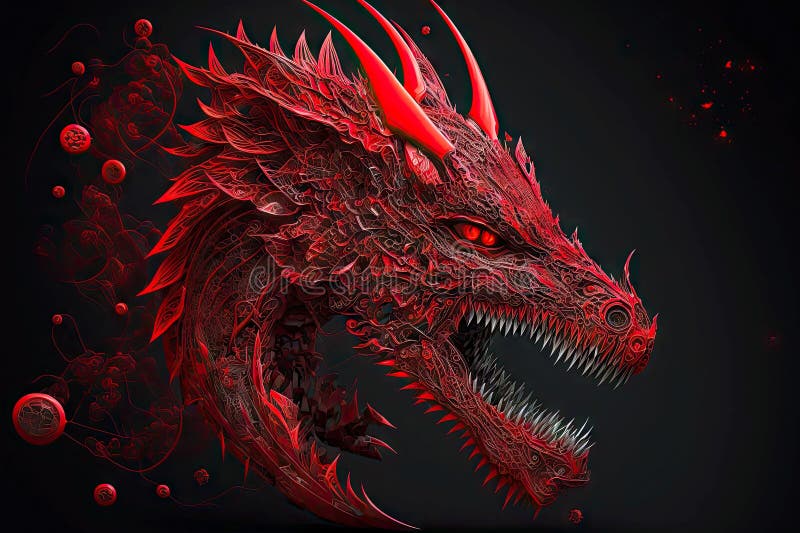 Head of Mythical Red Dragons with Sharp Dangerous Fangs Stock Image ...